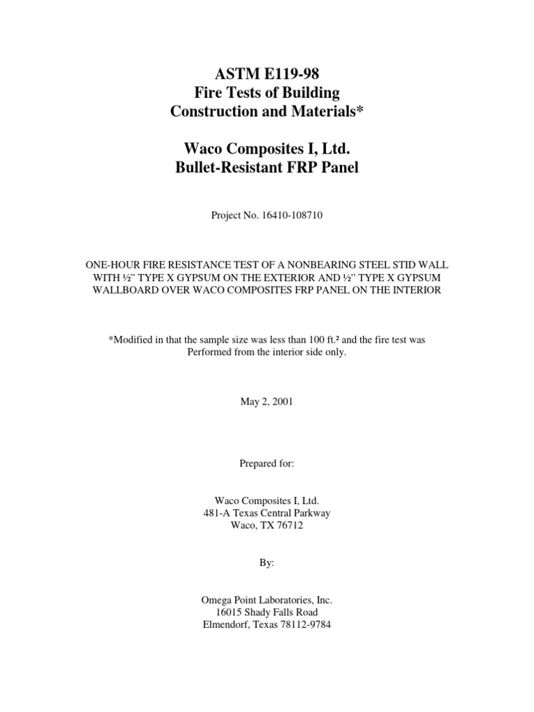 ASTM E119 98 With Charts | PDF | Drywall | Thermocouple