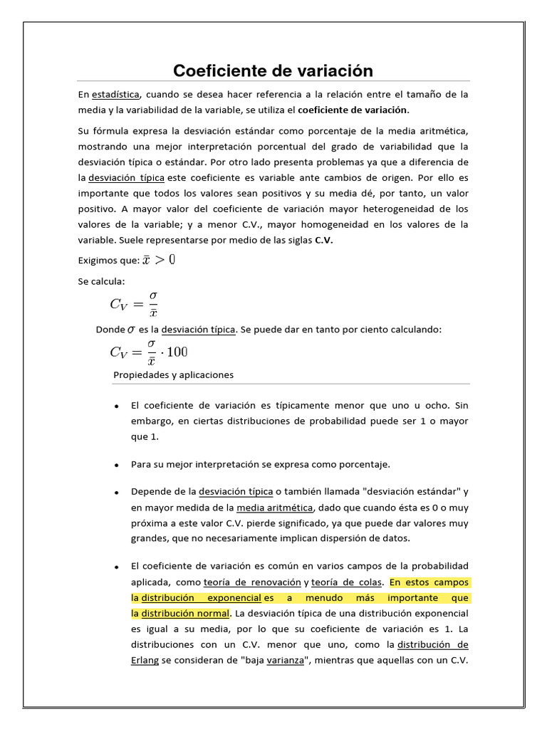 Coeficiente de Variacion | PDF