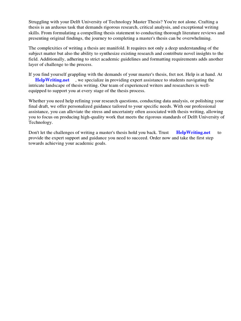 Delft University Of Technology Master Thesis Pdf Thesis Libraries