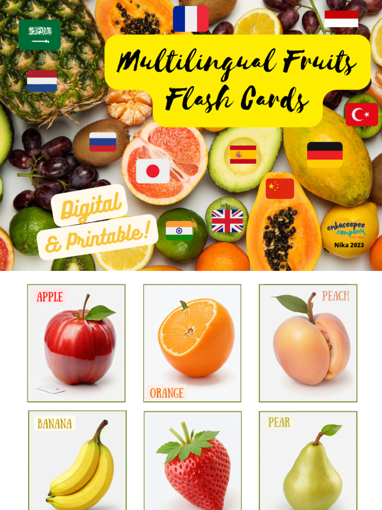 Multilingual Fruit Flash Cards | PDF | Plants | Crops