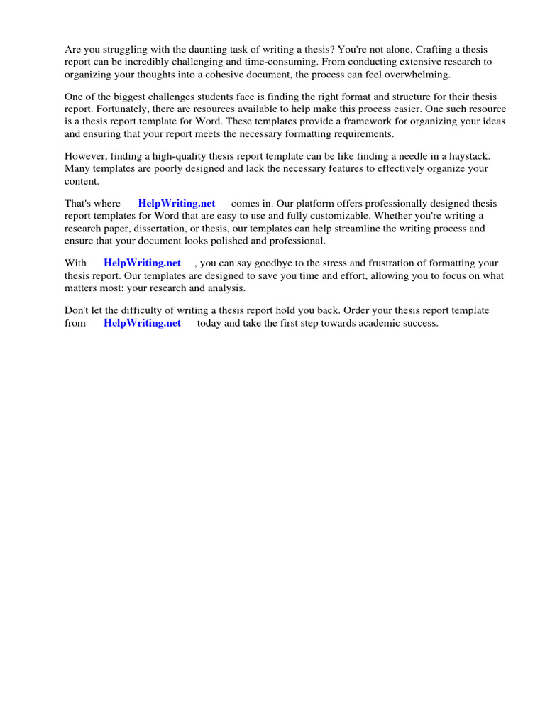 Thesis Report Template Word | PDF