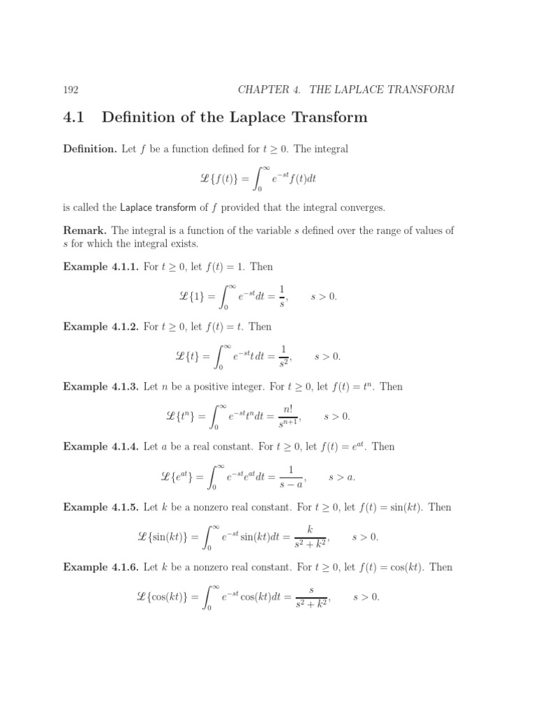 MAS201 Note 4.1-4.2 | PDF | Differential Equations | Laplace Transform
