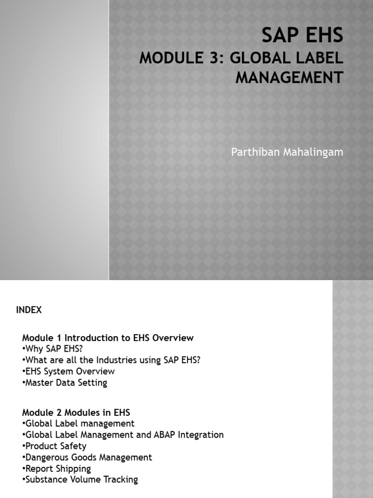 Sap Module 3 Ehs | PDF | Dangerous Goods | Computing