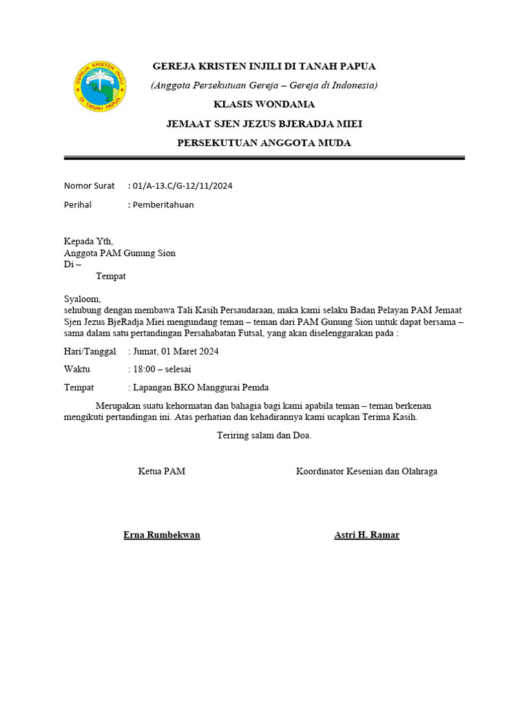 Surat Pemberitahuan Pam | PDF