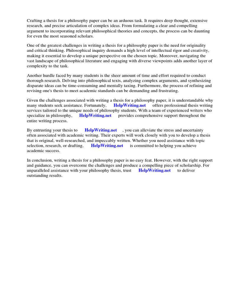Good Thesis For Philosophy Paper | PDF | Essays | Thesis
