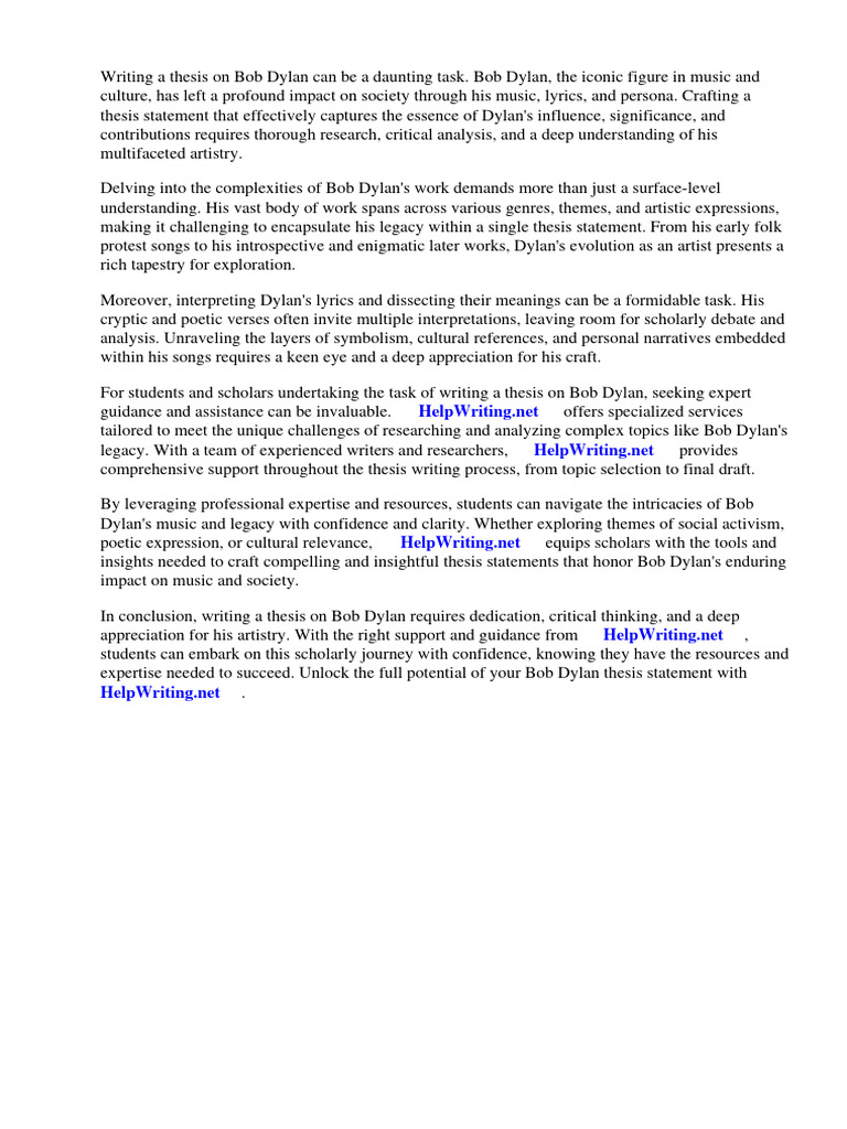 Crafting a Thesis on Bob Dylan's Legacy | PDF | Bob Dylan | Blues