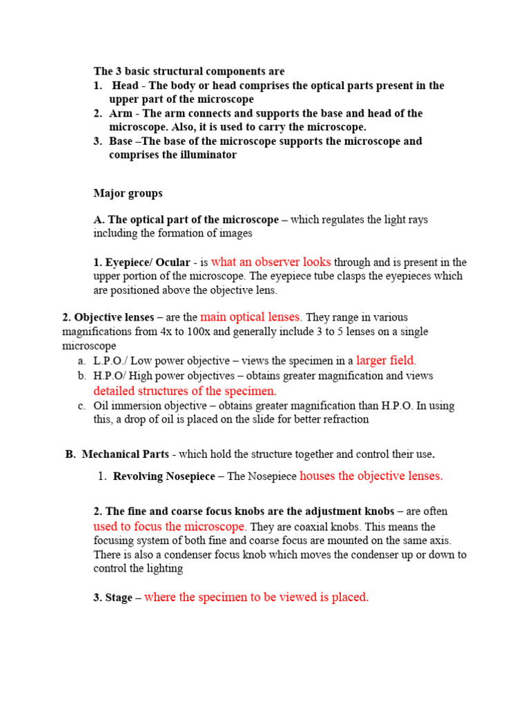 Microscope Components Explained | PDF | Optical Devices | Electrodynamics