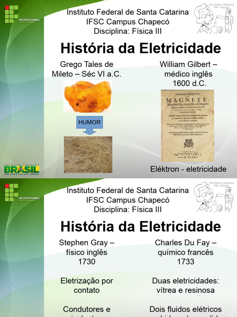 1 Encontro História Da Eletricidade E Processos De Eletrização Pdf