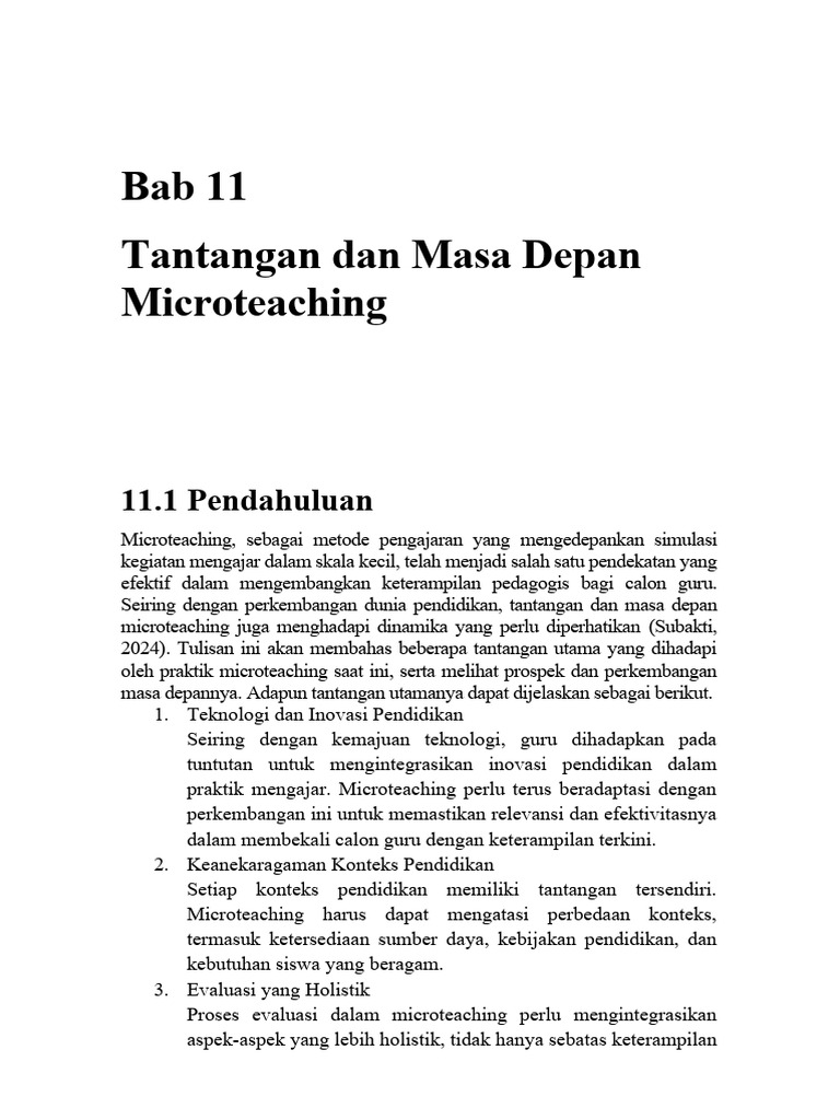Pengantar Microteaching BAB 11 Tantangan Dan Masa Depan Microteaching | PDF | Karier & Perkembangan