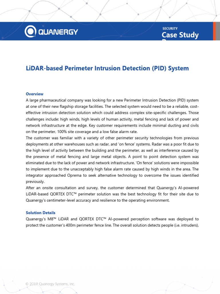 Lidar Based Perimeter Intrusion Detection Pid Qpn 96 00075 Pdf