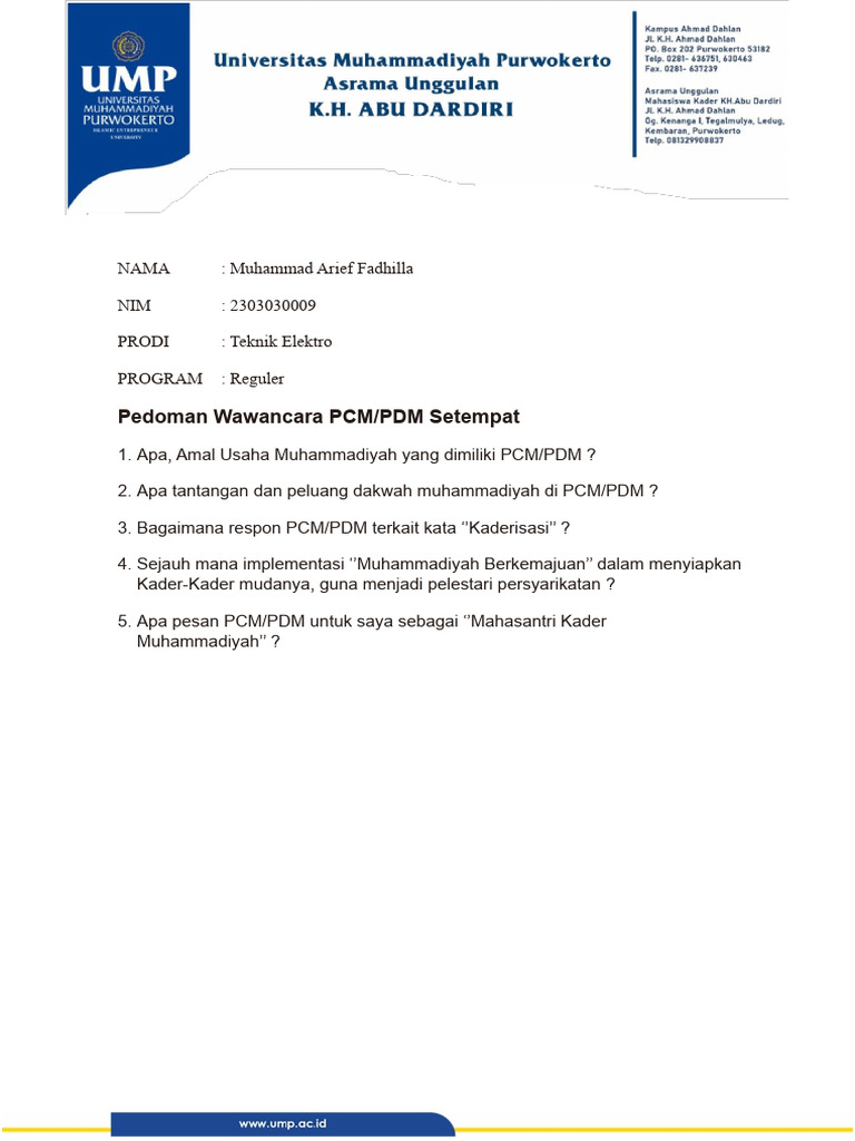 Form Wawancara PDM | PDF