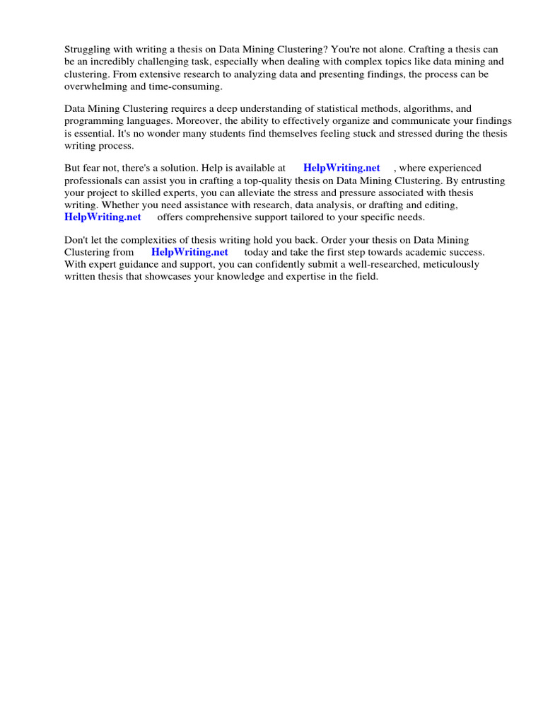 Thesis Data Mining Clustering Pdf Data Mining Cluster Analysis