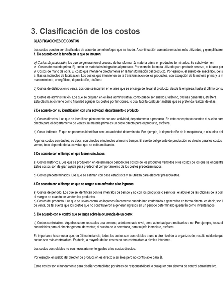 Clasificacion de costoS | PDF | Costo | Toma de decisiones