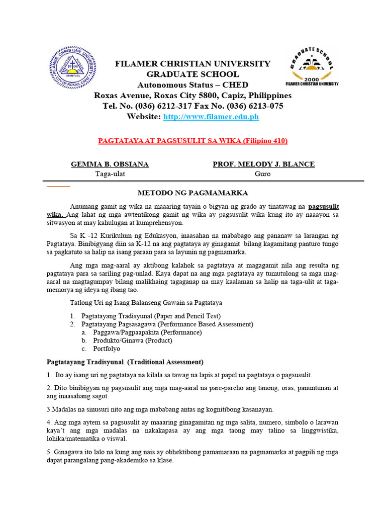 Metodo NG Pagmamarka | PDF