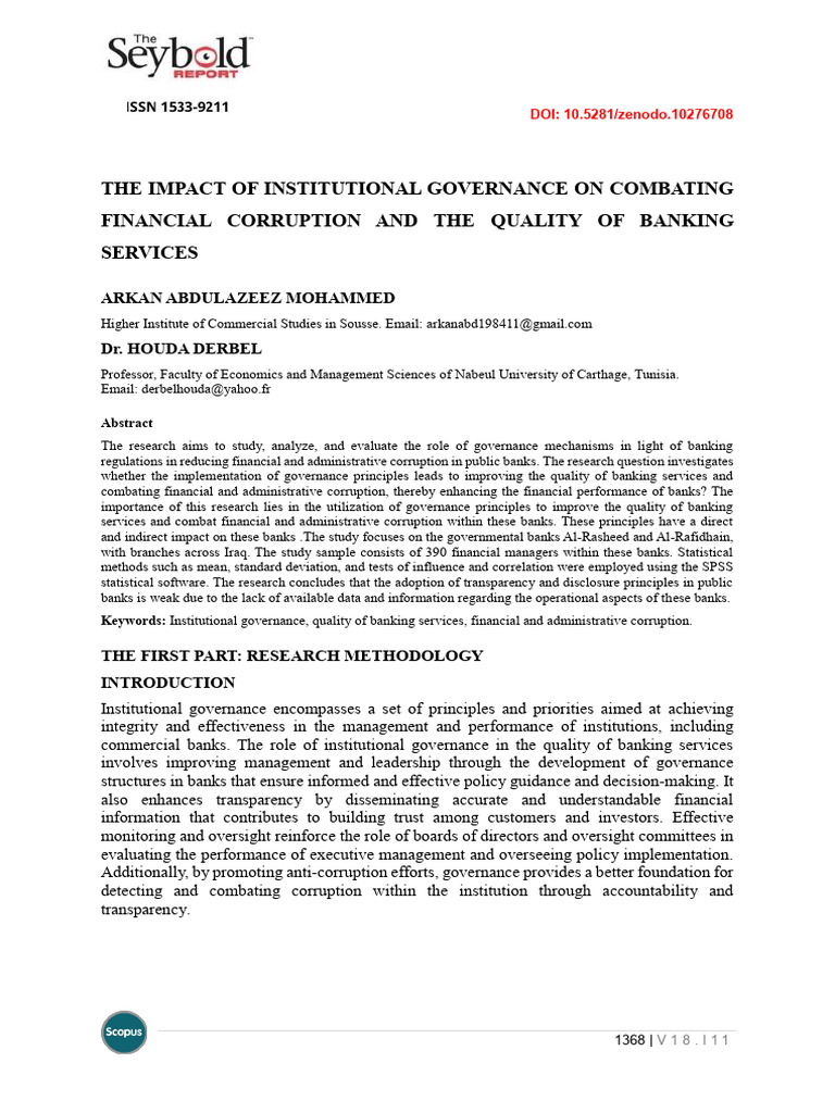 The Impact of Institutional Governance On Combating Financial ...