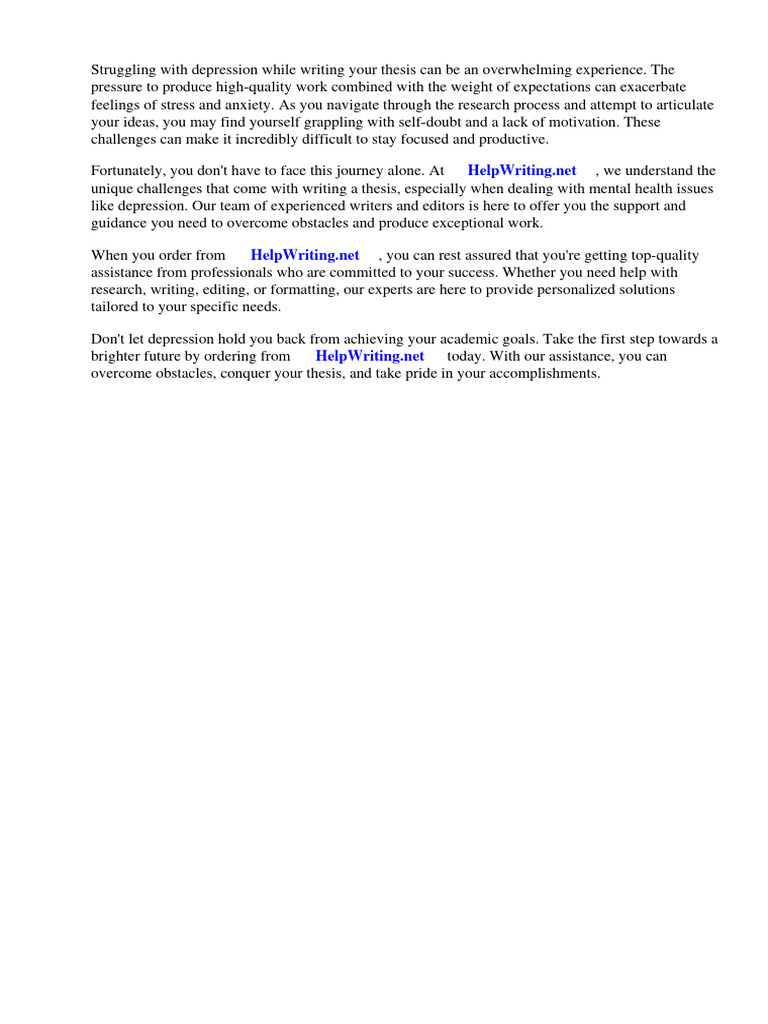 Depression While Writing Thesis | PDF | Major Depressive Disorder ...