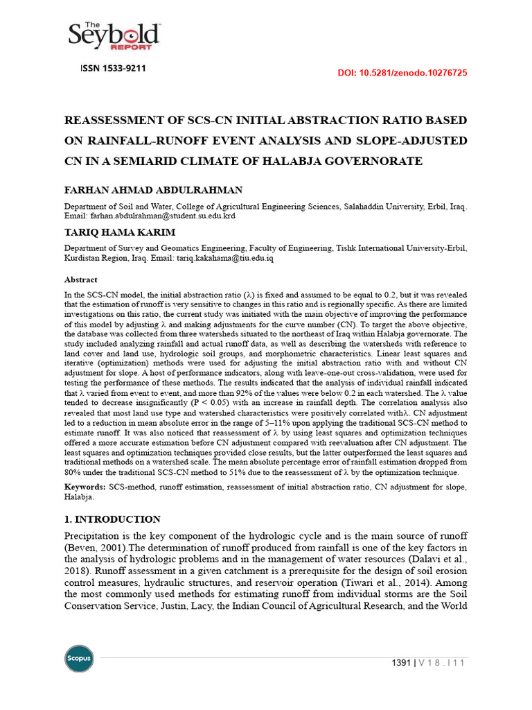 Reassessment of SCS-CN Initial Abstraction Ratio Based On Rainfall ... Reassessment of SCS-CN Initial Abstraction Ratio Based On Rainfall ...