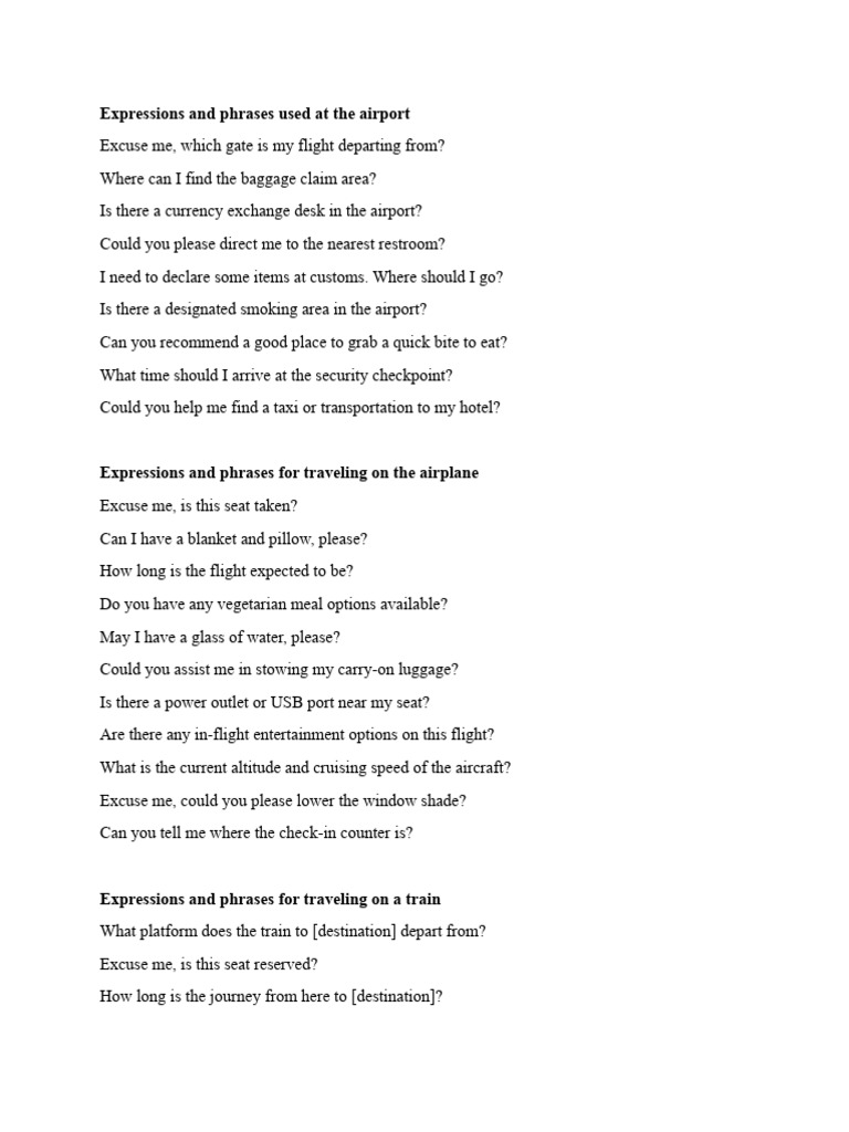 Expressions and Phrases Used at The Airport | PDF | Baggage | Transport