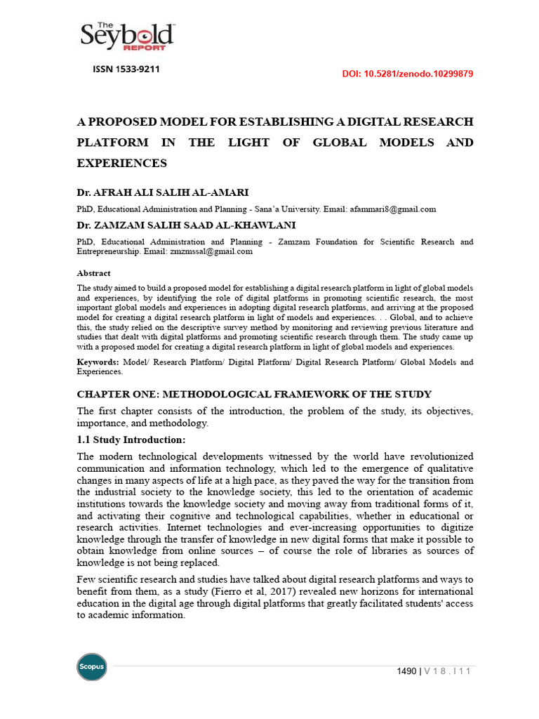 A Proposed Model For Establishing A Digital Research Platform in The Light of Global Models and ...