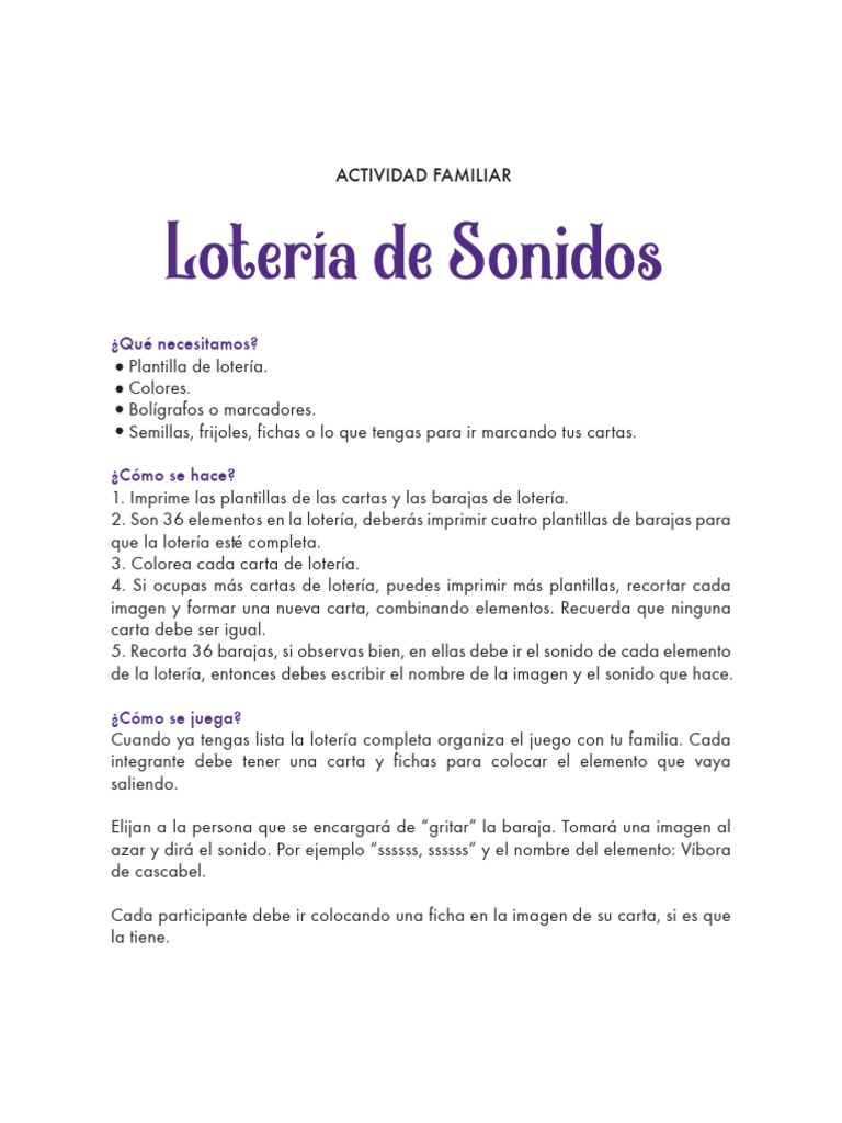 Loteria de Sonidos | PDF
