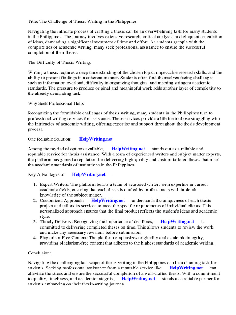 Thesis Writing Challenges in the Philippines | PDF | Tagalog Language ...