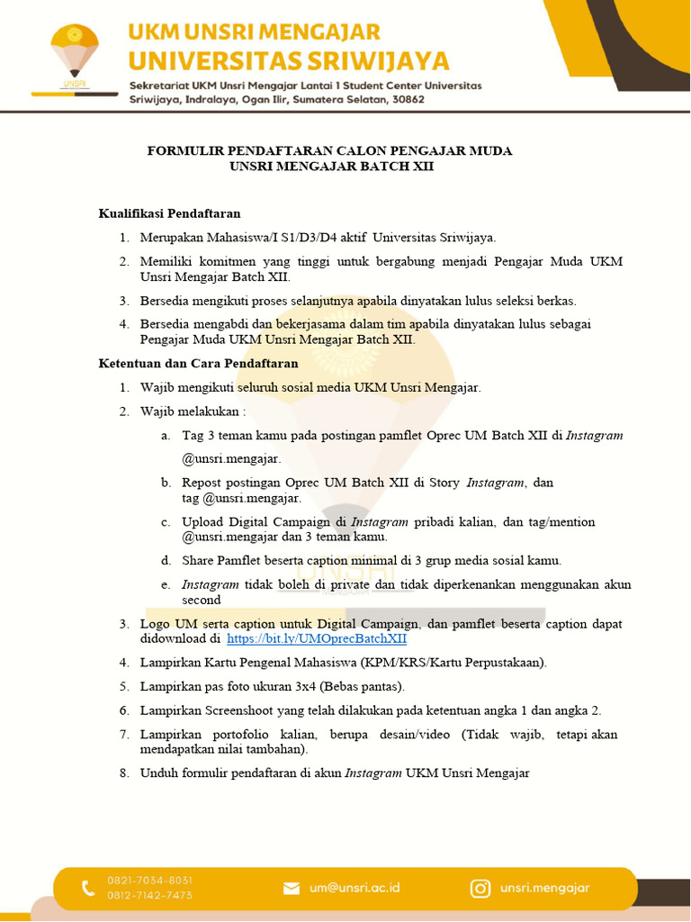 Formulir Pendaftaran Oprec Batch Xii-1 | PDF