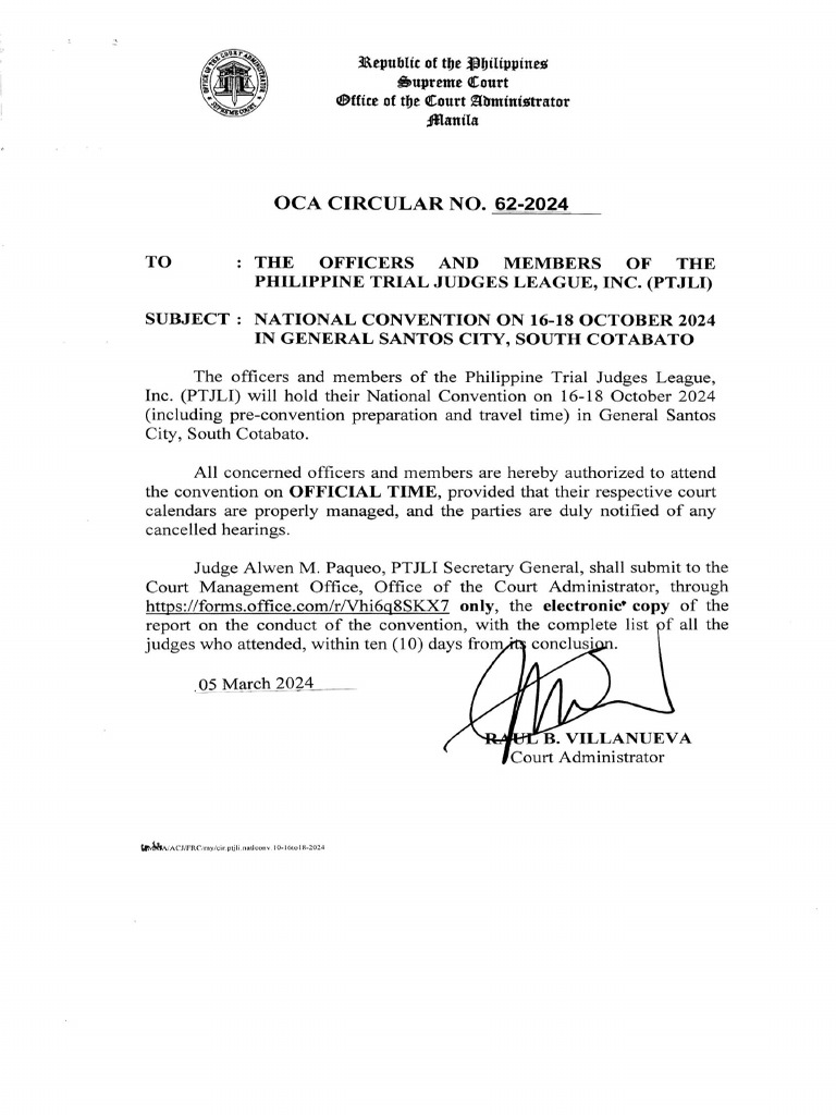 OCA Circular No. 62-2024 | PDF