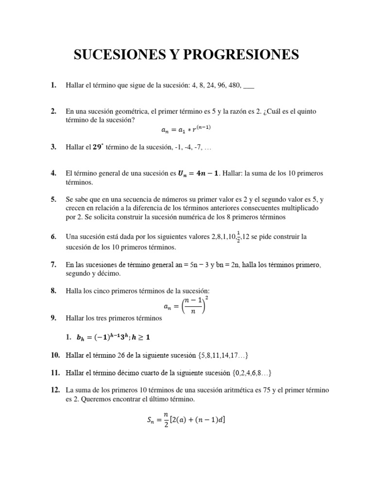 Sucesiones y Progresiones | PDF | Secuencia | Matemáticas
