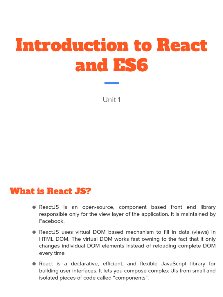 Introduction to ReactJS and ES6 Basics | PDF | Software Industry | Software Engineering