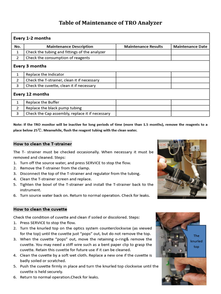 04-TRO Maintenance Table | PDF | Pump | Pipe (Fluid Conveyance)