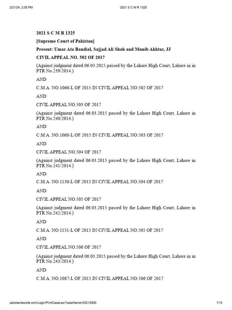 2021 S C M R 1325 (Supreme Court of Pakistan) Present: Umar Ata Bandial, Sajjad Ali Shah and ...