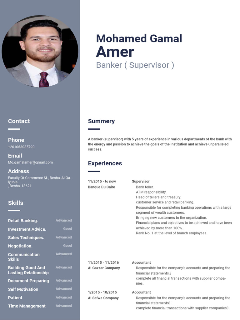 Experienced Banking Supervisor Profile | PDF | Banks | Financial Services