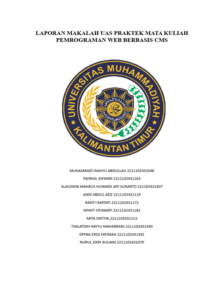 Laporan Kegiatan Uas Praktek Mata Kuliah Pemrograman Dan Web CMS | PDF