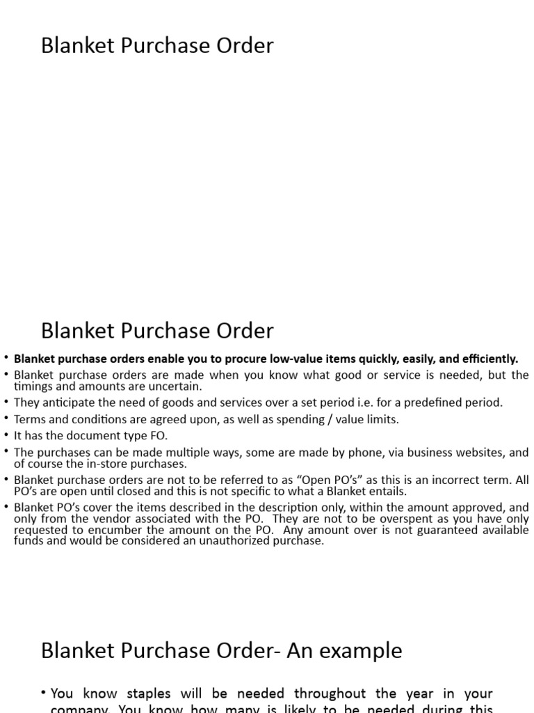 Blanket Purchase Order | PDF | Invoice | Business Process