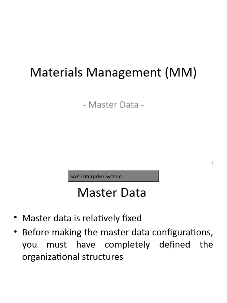 SAP Master Data-Material Master | PDF | Logistics | Valuation (Finance)