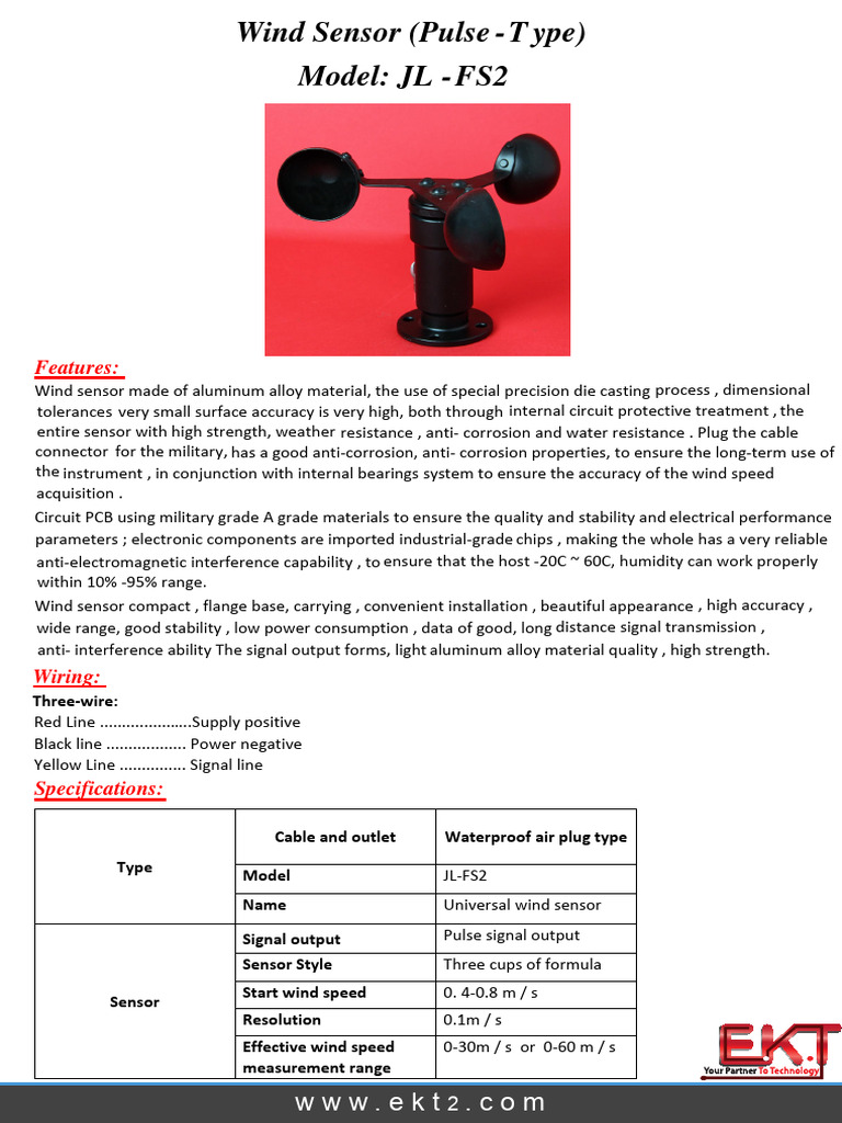 Datasheet Anemometer jlfs2 | PDF | Electrical Connector | Sensor