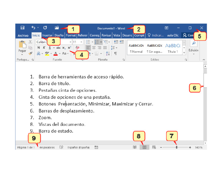Pantalla Principal de Word | PDF