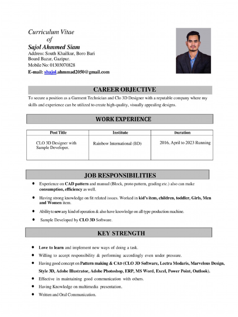 CV of A 3D Designer Sajal Ahmmed | PDF
