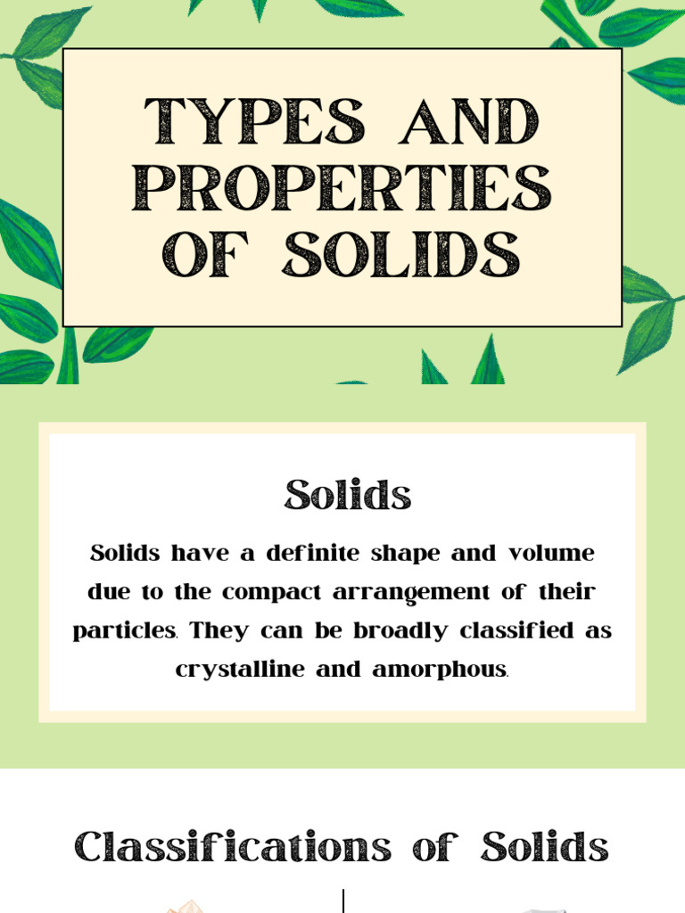 Types and Properties of Solids | PDF | Ionic Bonding | Crystal Structure