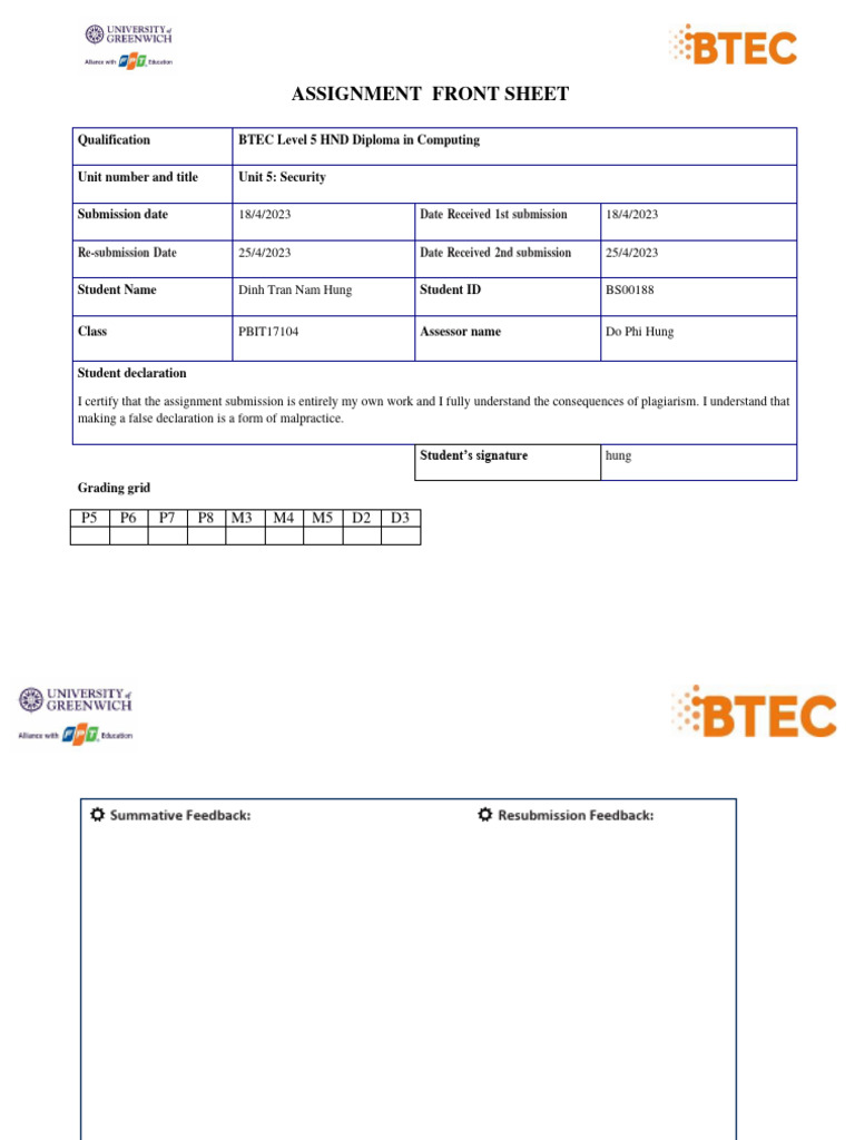BTEC HND Computing Security Assignment | PDF | Security | Computer Security