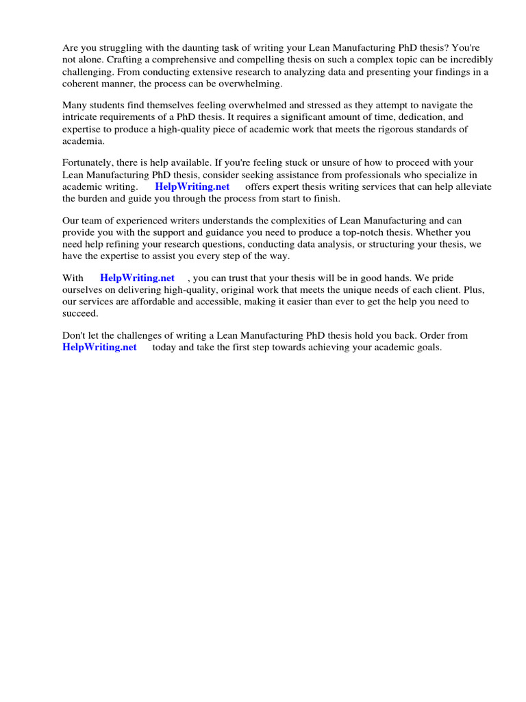Lean Manufacturing PHD Thesis | PDF | Lean Manufacturing | Business