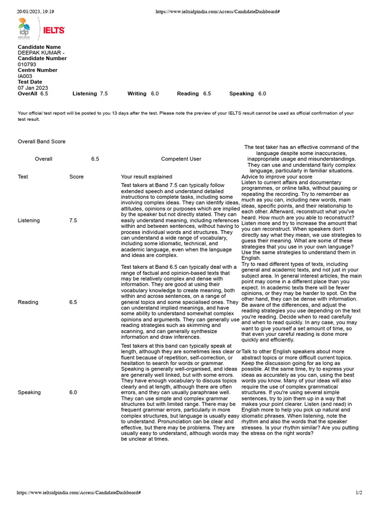 Candidate Dashboard | PDF