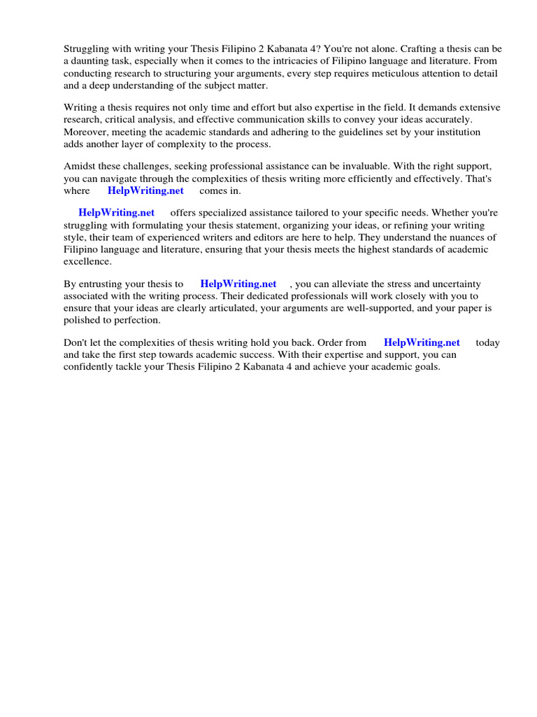 Thesis Filipino 2 Kabanata 4 Pdf Tagalog Language Human Communication