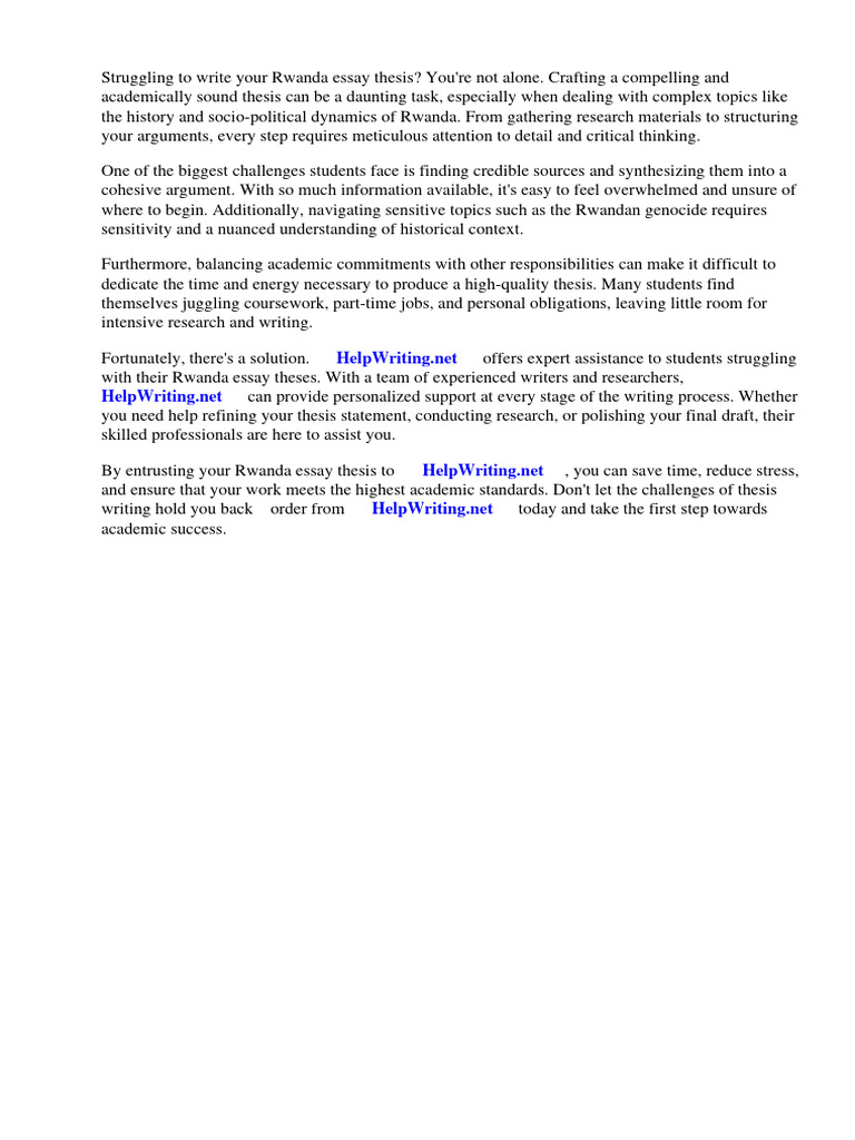 Rwanda Essay Thesis | PDF | Rwandan Genocide | Hutu