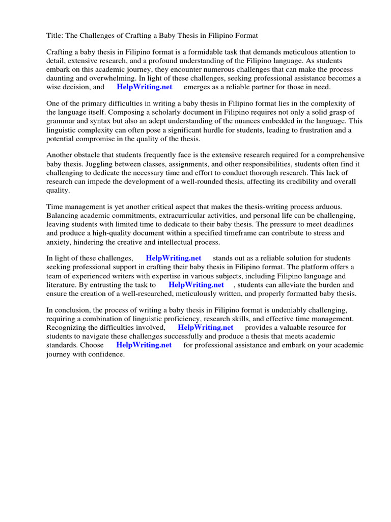 Baby Thesis in Filipino Format | PDF | Thesis