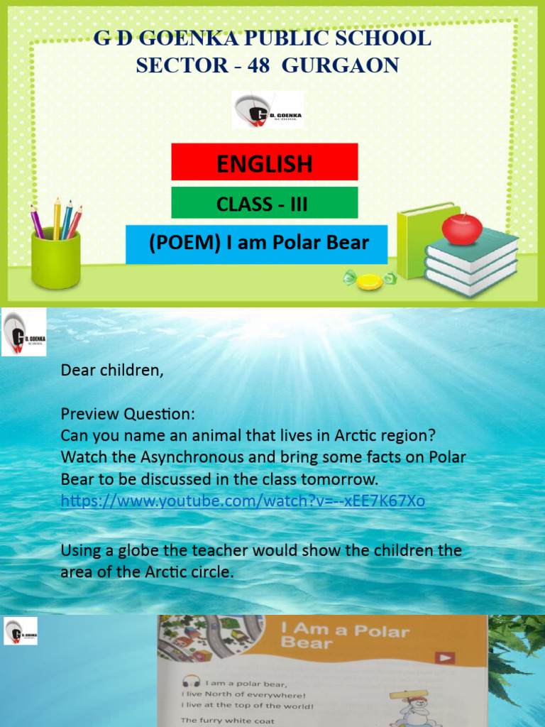 Polar Bear Poem and Facts for Class III | PDF | Polar Bear | Arctic
