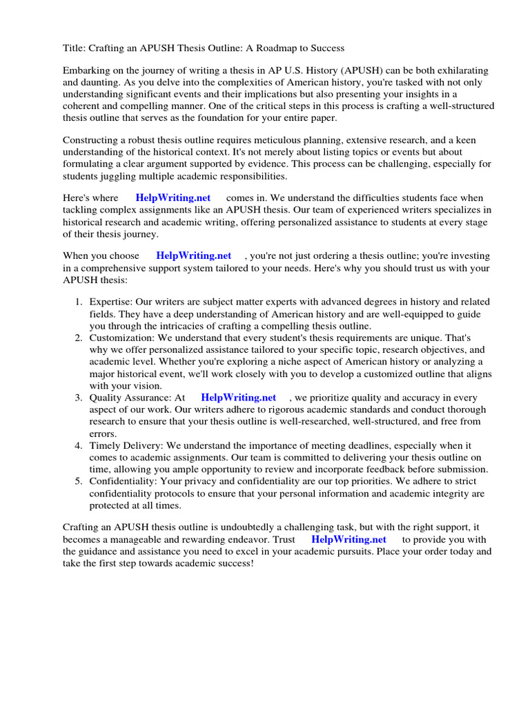 Apush Thesis Outline | PDF | Thesis | The United States