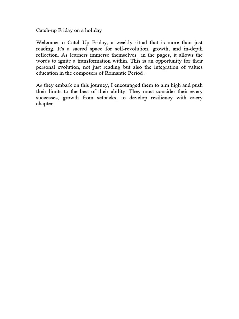 Catch-Up Fridays Reflection | PDF
