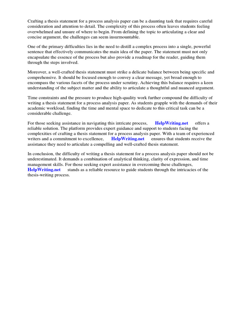 How To Write A Thesis Statement For A Process Analysis Paper | PDF
