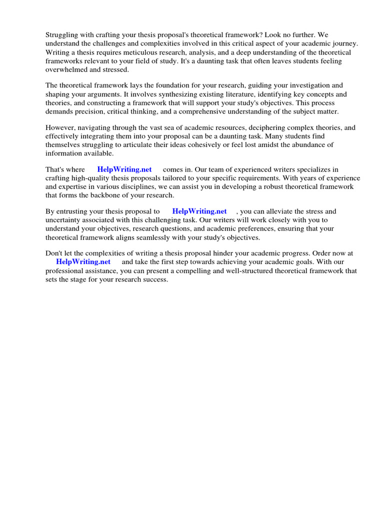 Example Thesis Proposal Theoretical Framework | PDF | Theory | Methodology